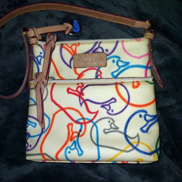 Dooney & Bourke | Bags | Dooney Bourke Cream Multicolor Duck Logo Bag ...